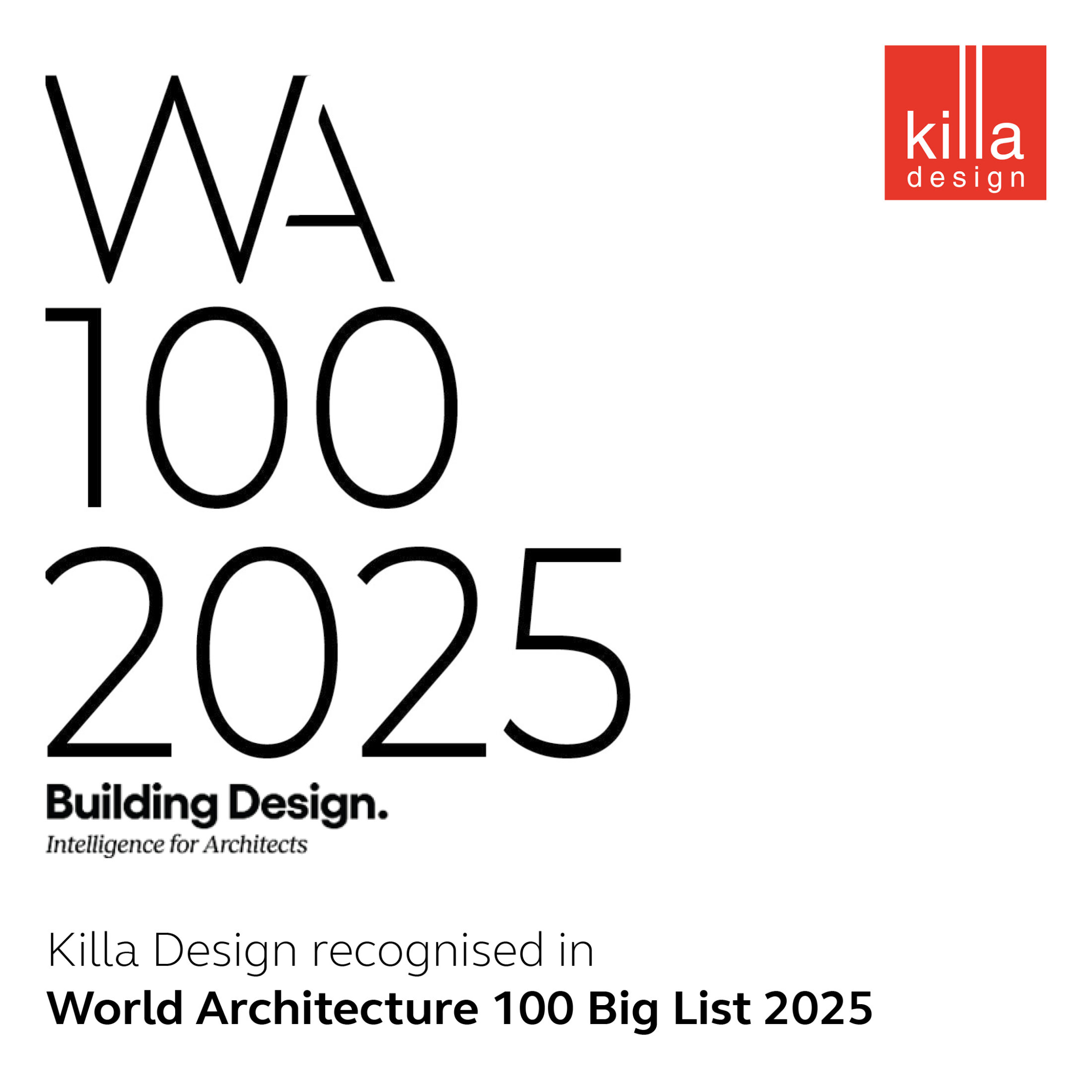 Killa Design Recognised in World Architecture Top 100 2025